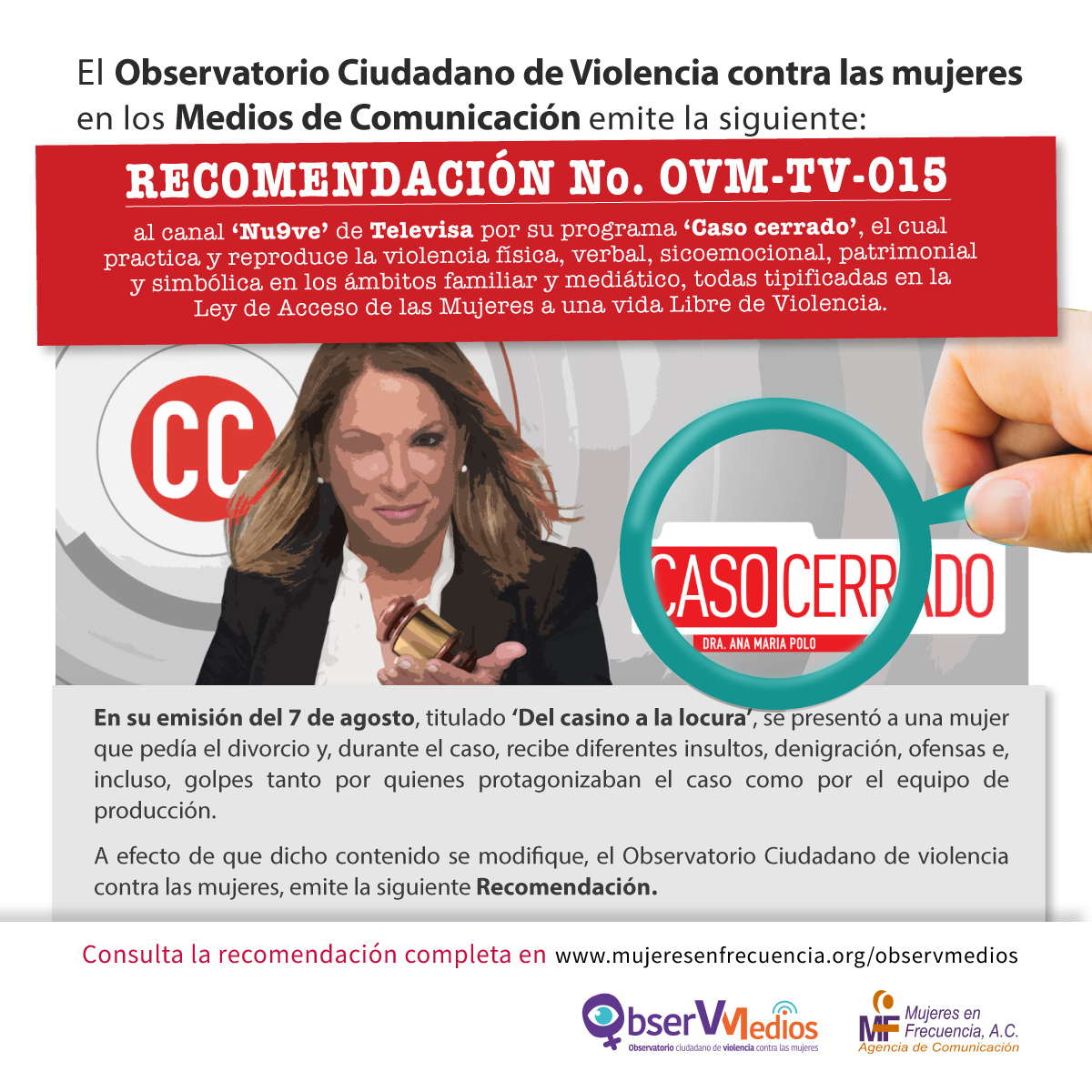 Recomendación: OVM-TV-016/2020 - Mujeres en Frecuencia