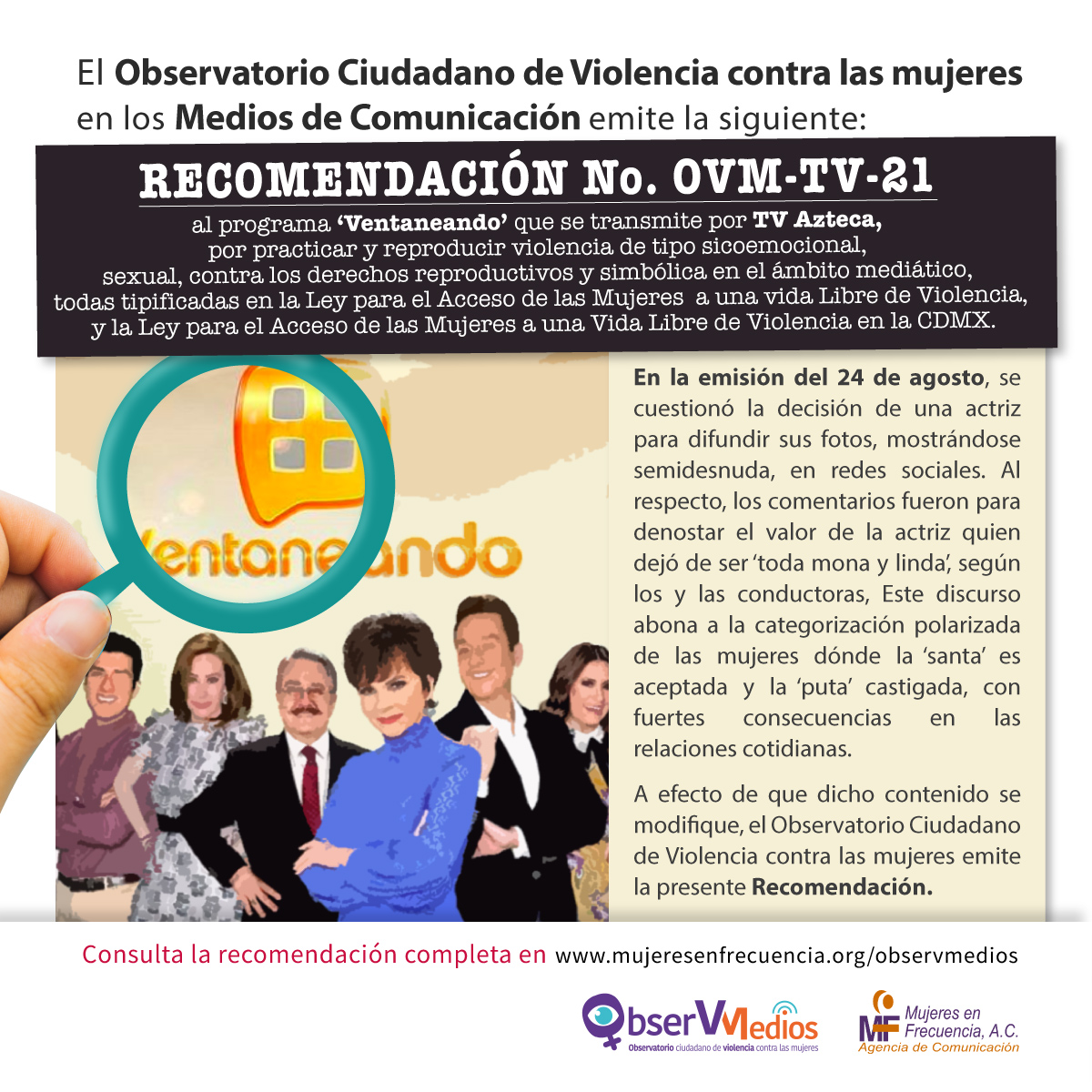 Recomendación OVM-TV-021 - Mujeres en Frecuencia