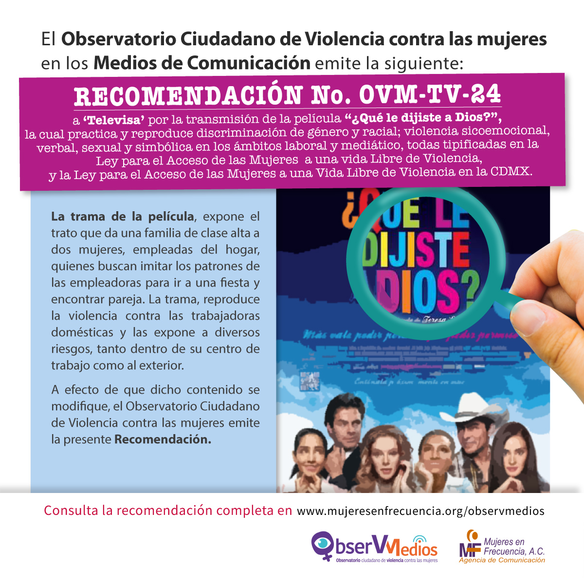 Recomendación OVM-TV-024 - Mujeres en Frecuencia
