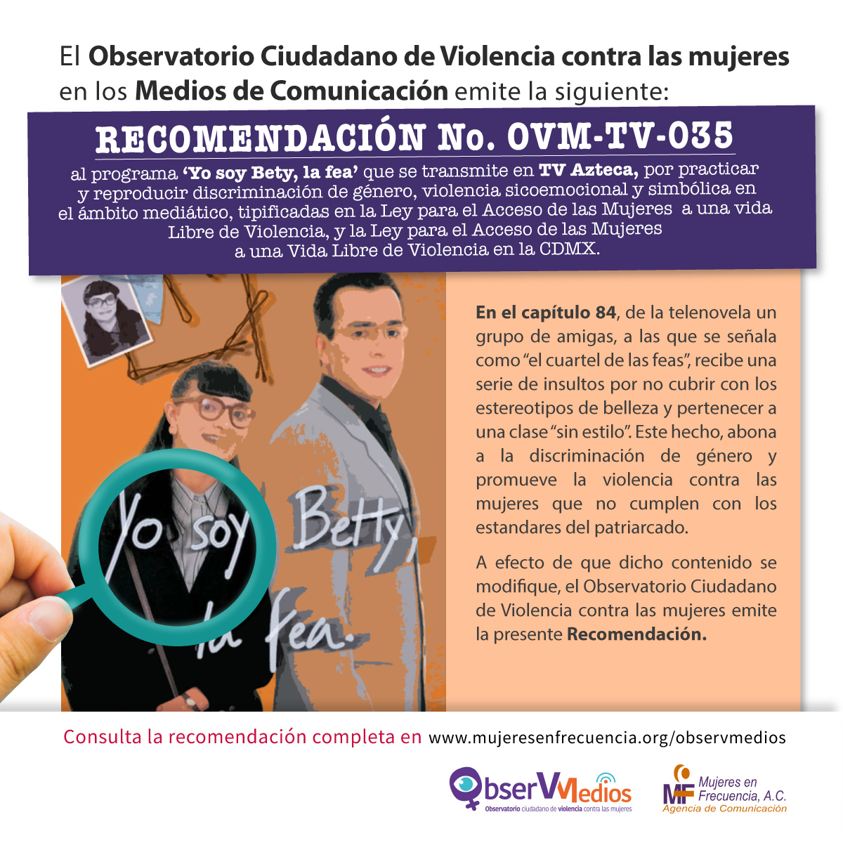 Recomendación OVM-TV-035 - Mujeres en Frecuencia