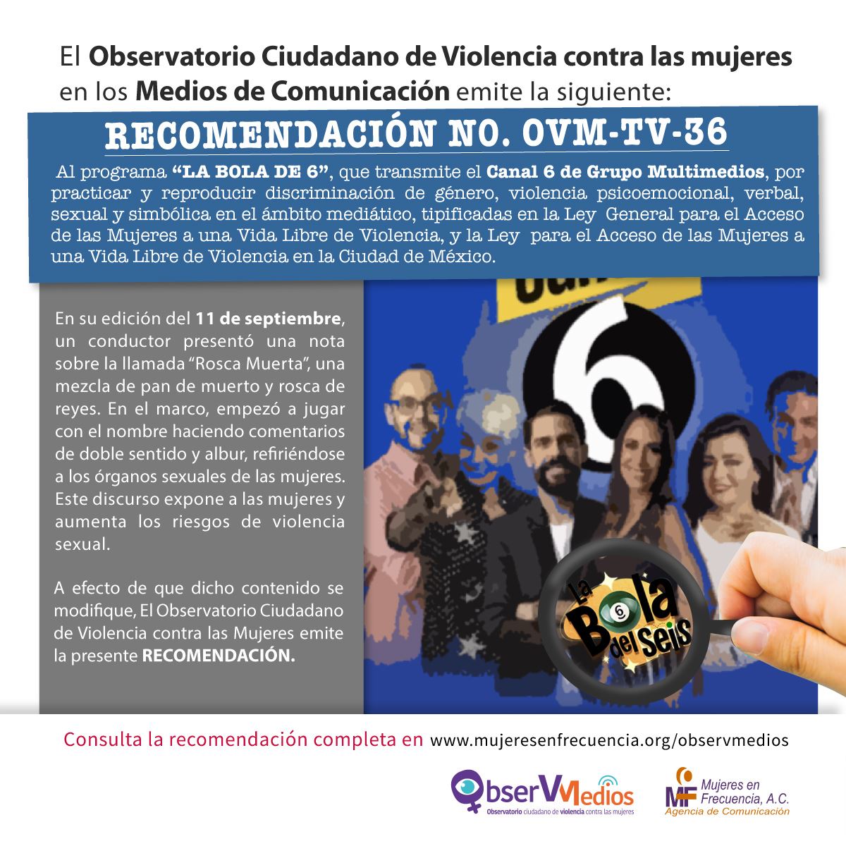 Recomendación OVM-TV-036 - Mujeres en Frecuencia